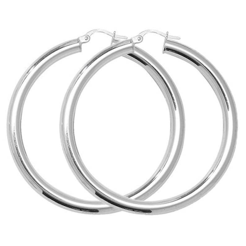 925 Sterling Silver 40MM Plain Hoop Earrings Ladies Sterling - Etsy