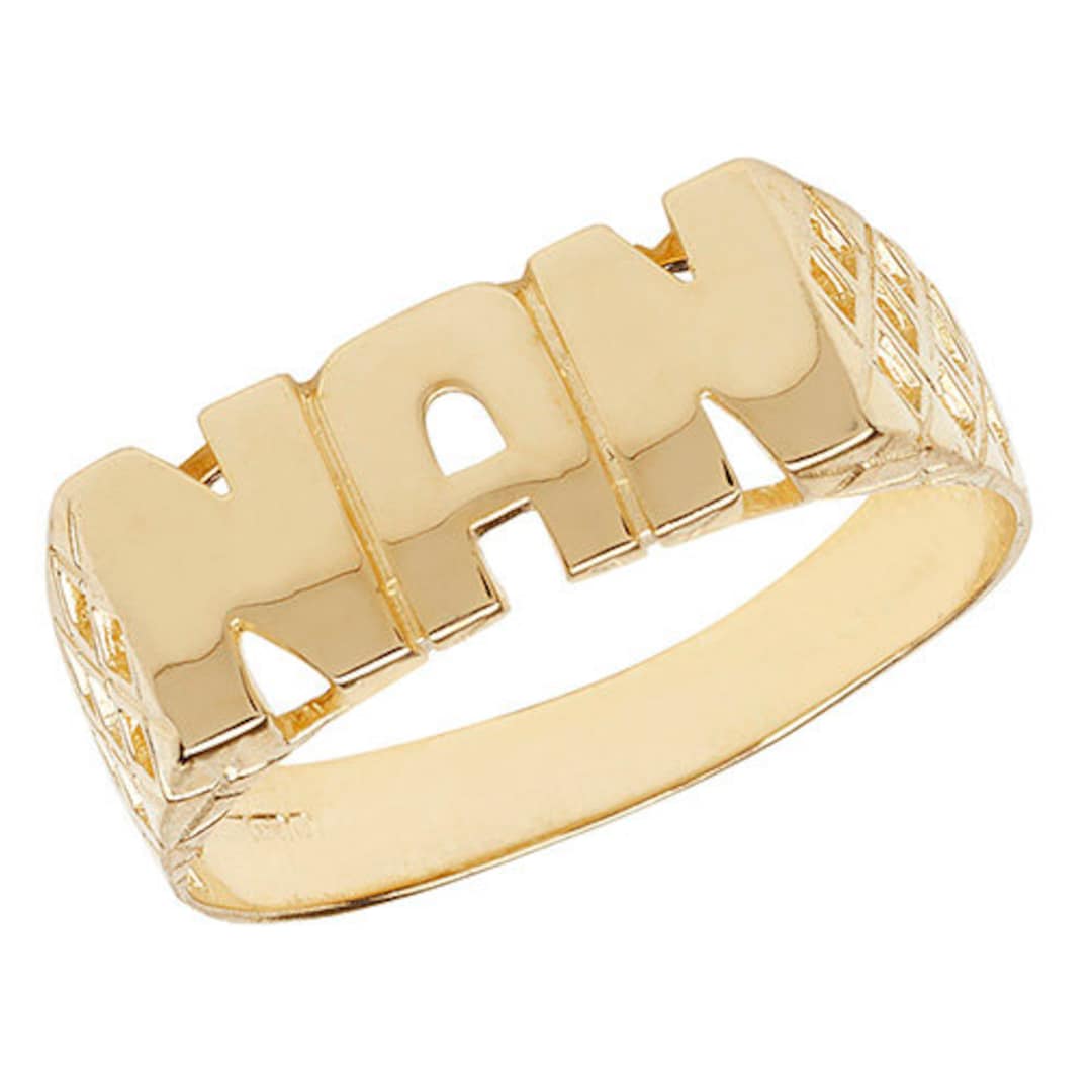 Genuine 9ct Yellow Gold Ladies Family Ring Ladies' Curb Sides NAN Gold ...