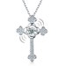 Vintage Style Gothic Dancing Stone Cross Pendant Necklace 925 Sterling ...