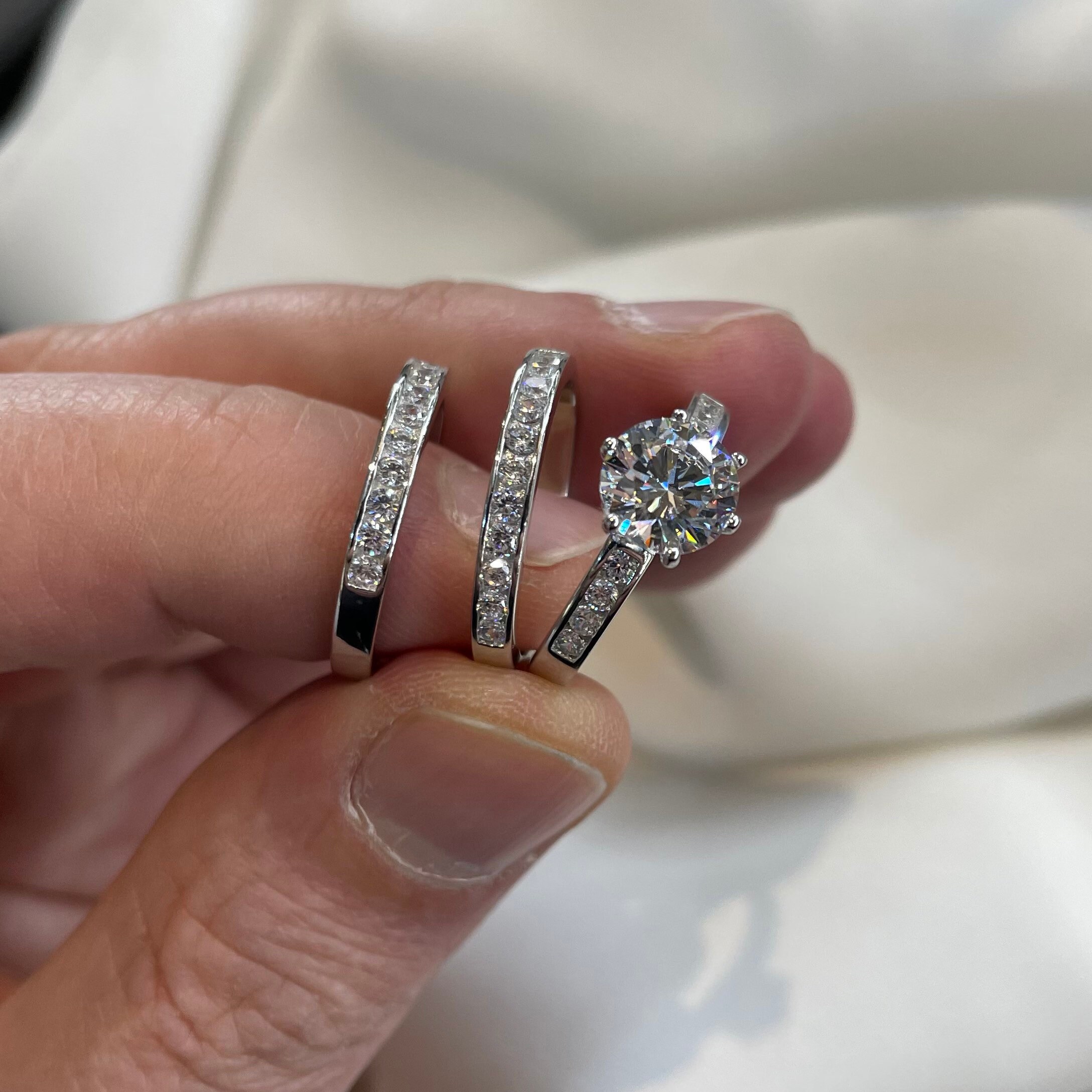 2 CT Created Diamond Rinn Set of Three Band 925 Sterling - Etsy UK