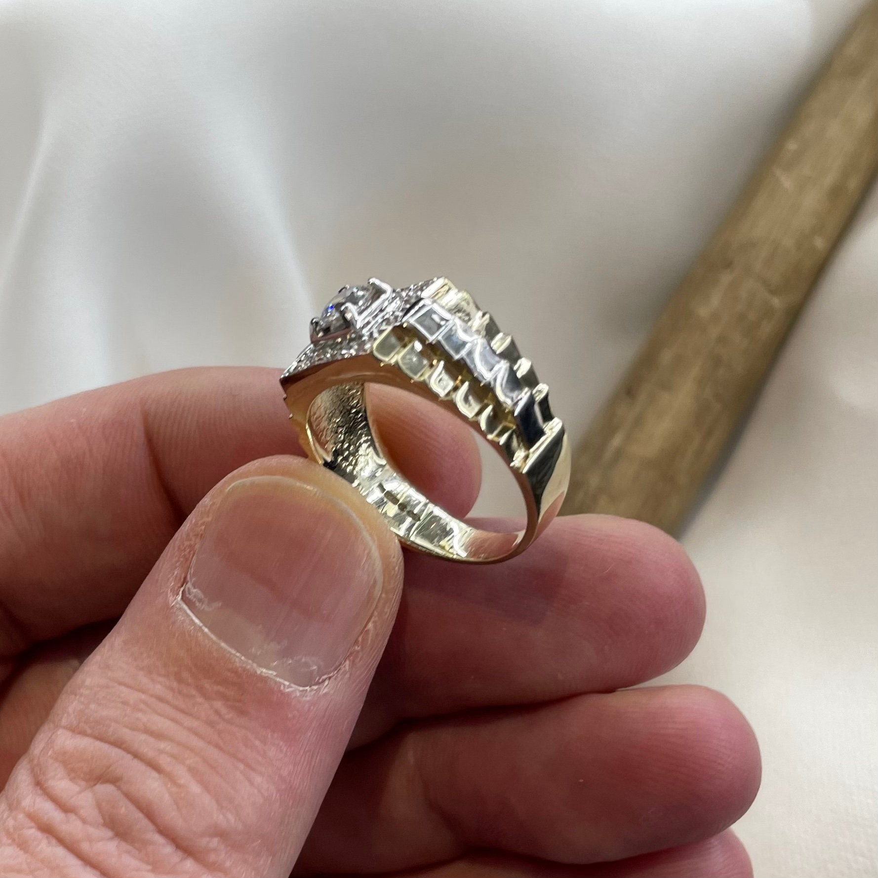 Genuine 9CT Yellow Gold Mens Ring Men's Stunning Set CZ | Etsy