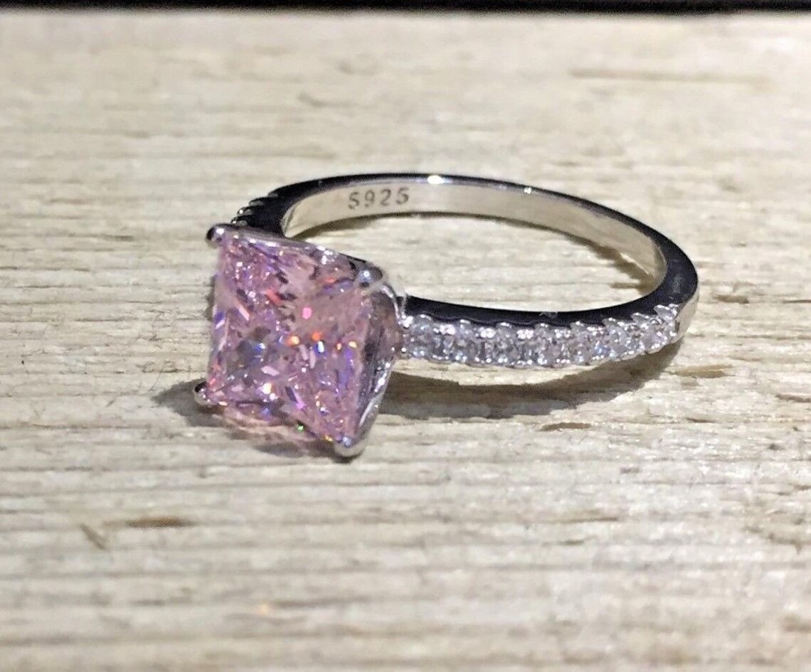 1.5 Ct Fancy Pink Created Diamond 925 Sterling Silver Wedding | Etsy