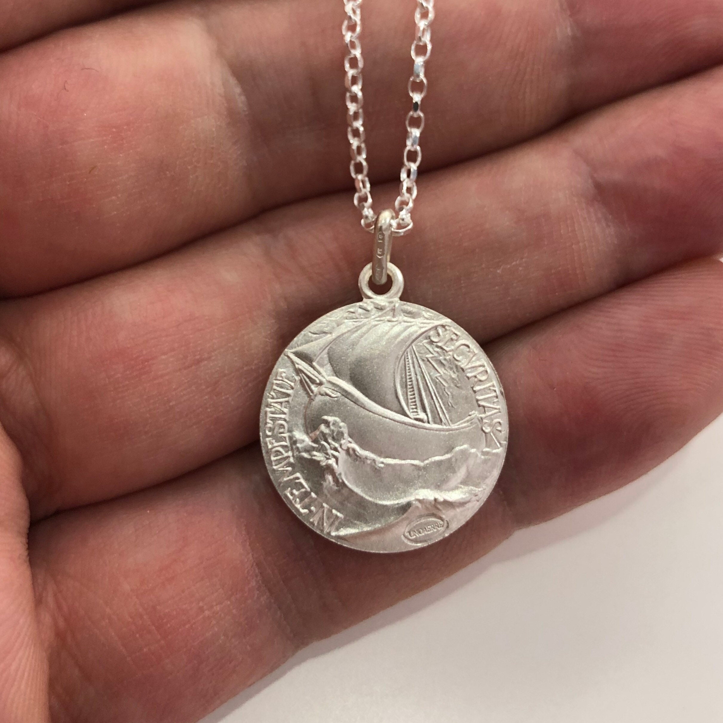 Sterling Silver Saint George Double Sided Round Pendant 3.70 Grams ...