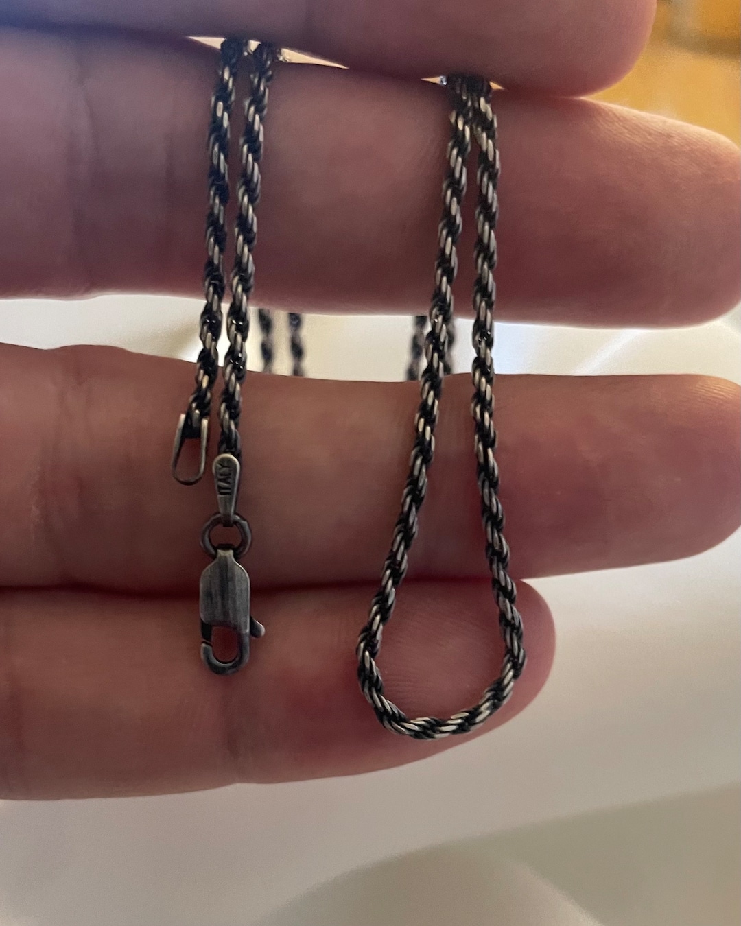 Oxidized Sterling Silver Rope Chain - 2mm Unisex Necklace - Etsy