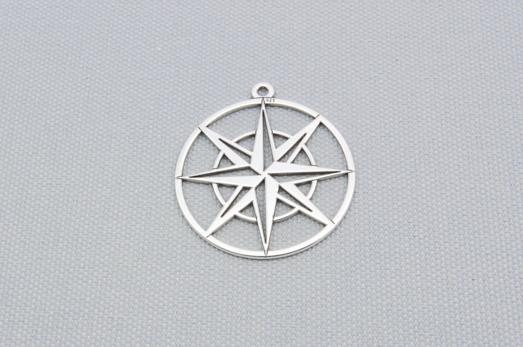Silver Compass Or Gold Compass Pendant Wind Rose Etsy