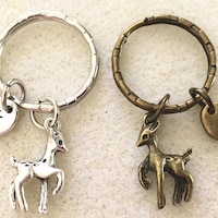 Antler Keychain LARGE Bronze Antlers Keychain Deer Keyring Personalized ...