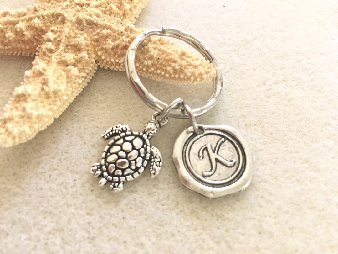 Initial Sea Turtle Keychain Turtle Gifts Dreaming of the Sea Jewelry ...