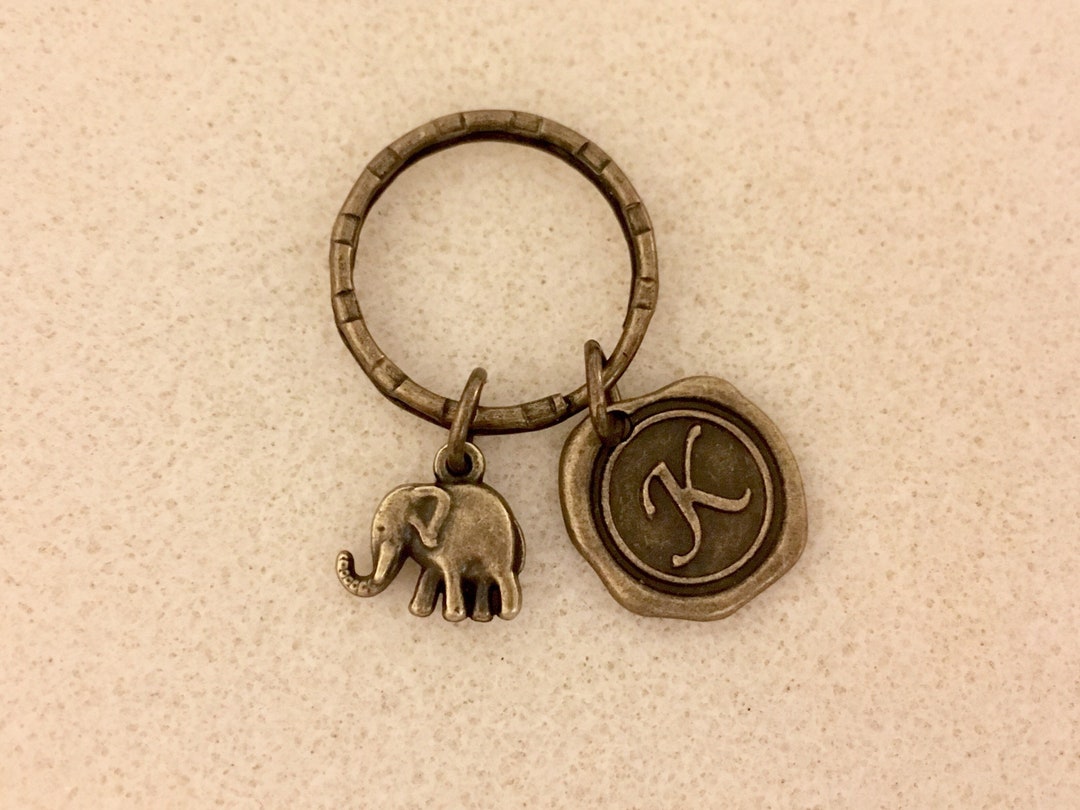 Lucky Elephant Keychain With Letter Elephant Gifts Elephant Key Chain ...
