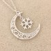 Half Moon Necklace With Snowflake Crescent Moon Necklace Dainty Moon ...
