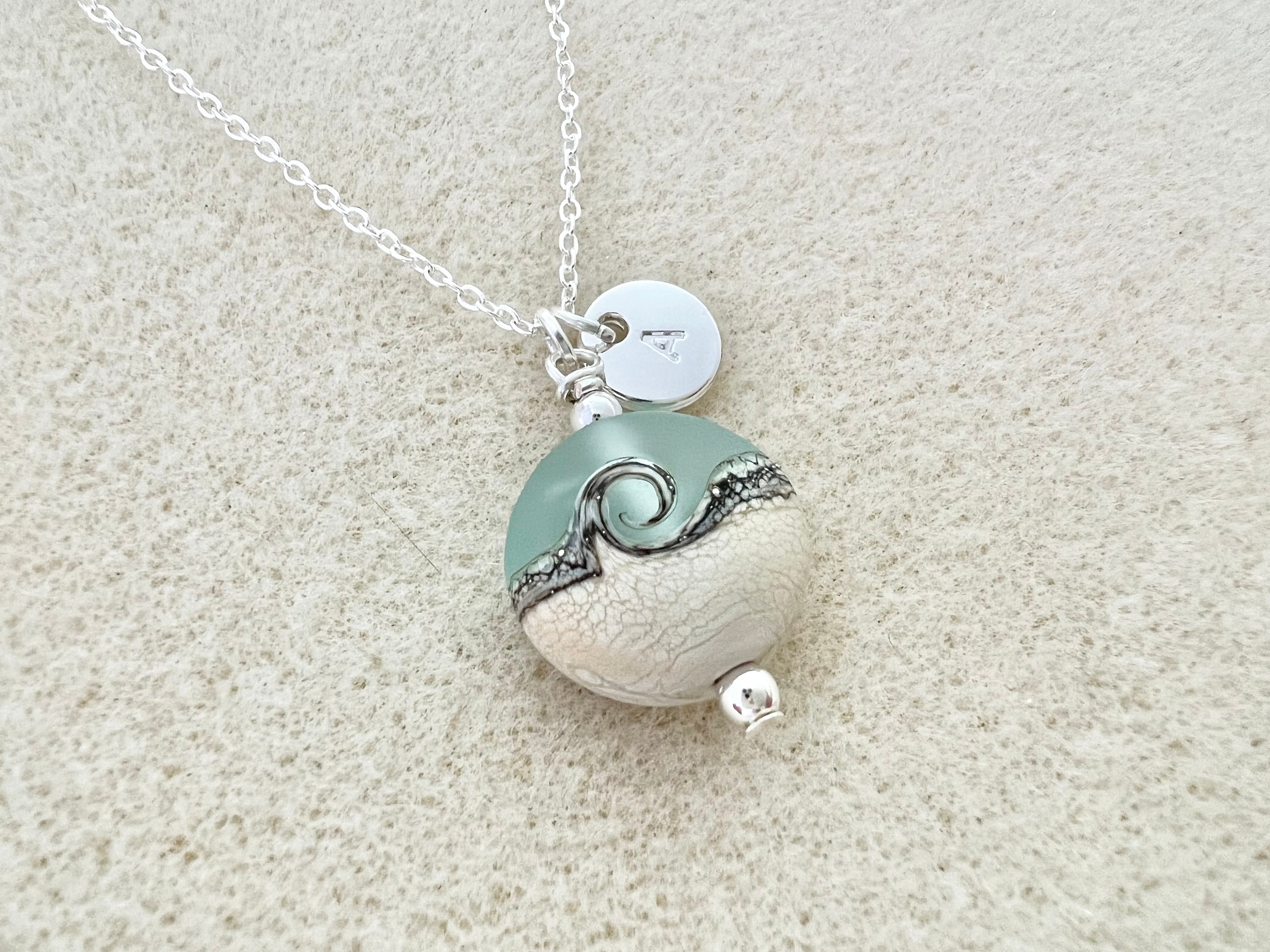 Small Beach Wave Necklace Ocean Wave Necklace Sea Glass Necklace Ocean ...