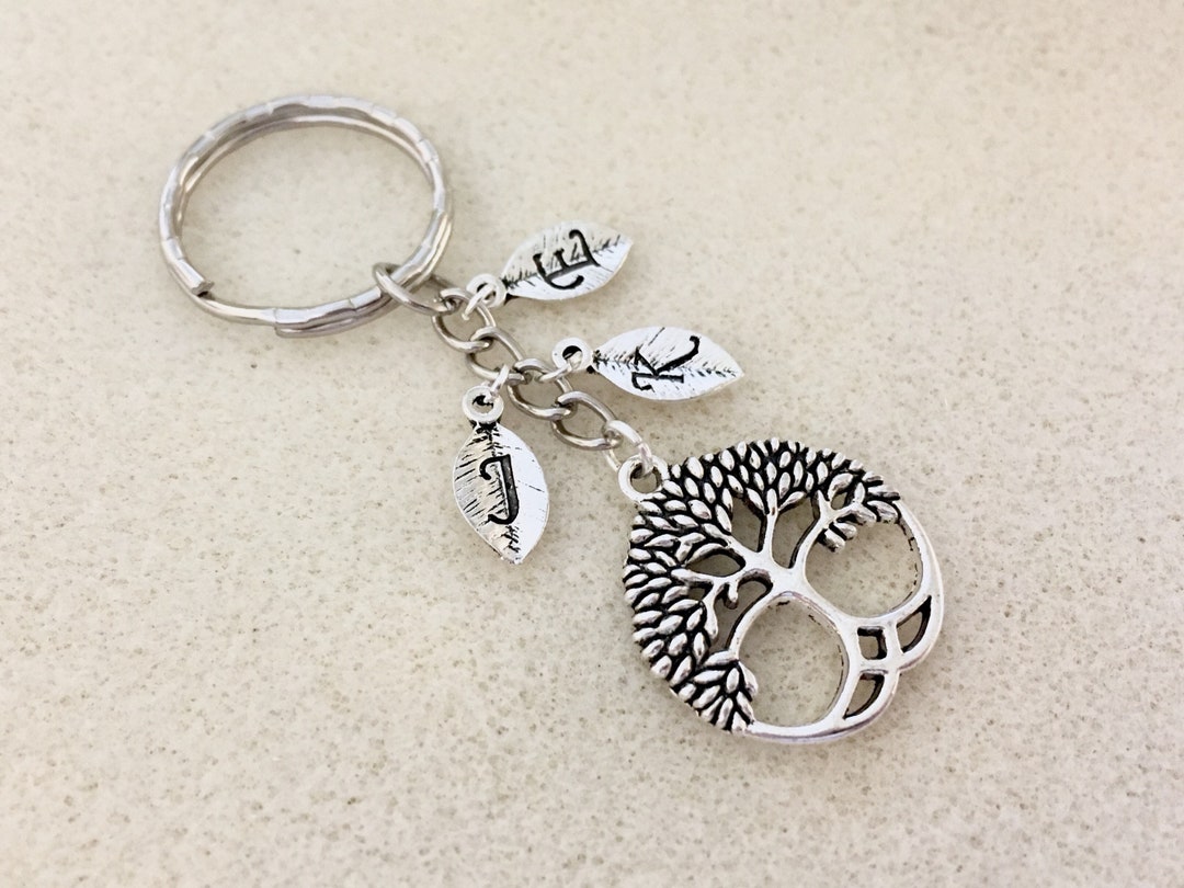 Tree of Life Keychain With Leaves Family Tree of Life Gift Mother Gift ...