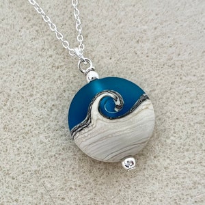 Dark Blue Ocean Wave Necklace Beach Necklace Ocean Wave Necklace Sea ...