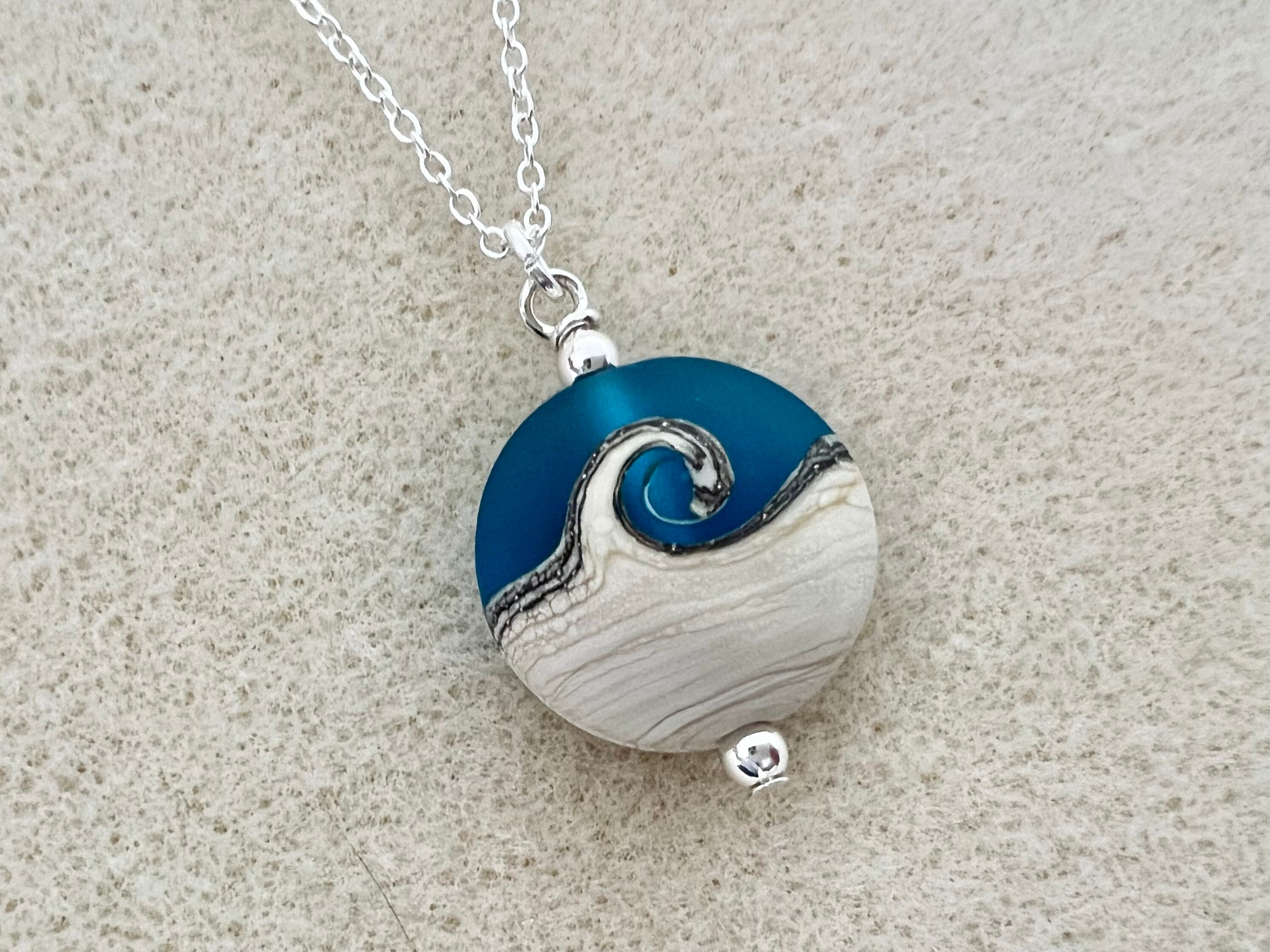 Dark Blue Ocean Wave Necklace Beach Necklace Ocean Wave Necklace Sea ...