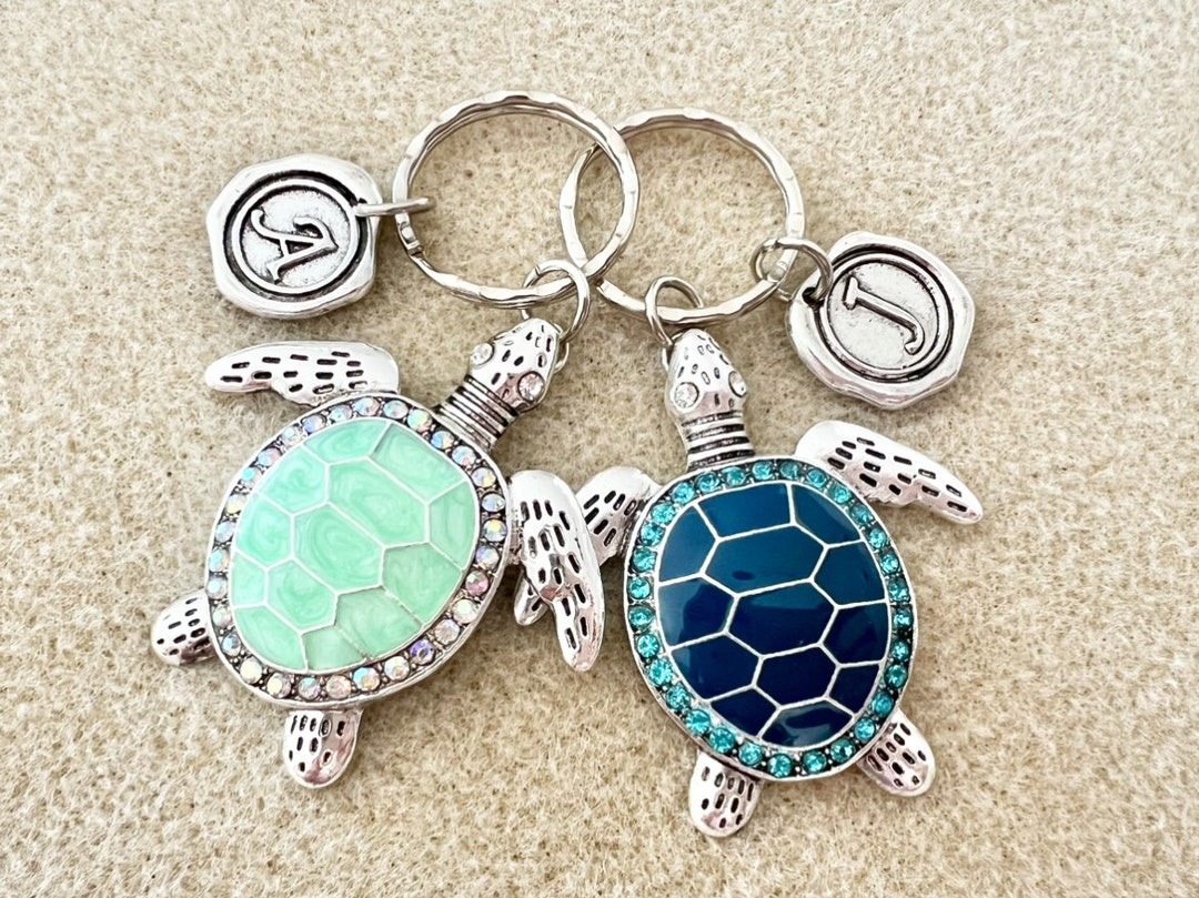 Sea Turtle Keychain Sea Turtle Lover Gift Hawaiian Lover Gift Blue Sea ...
