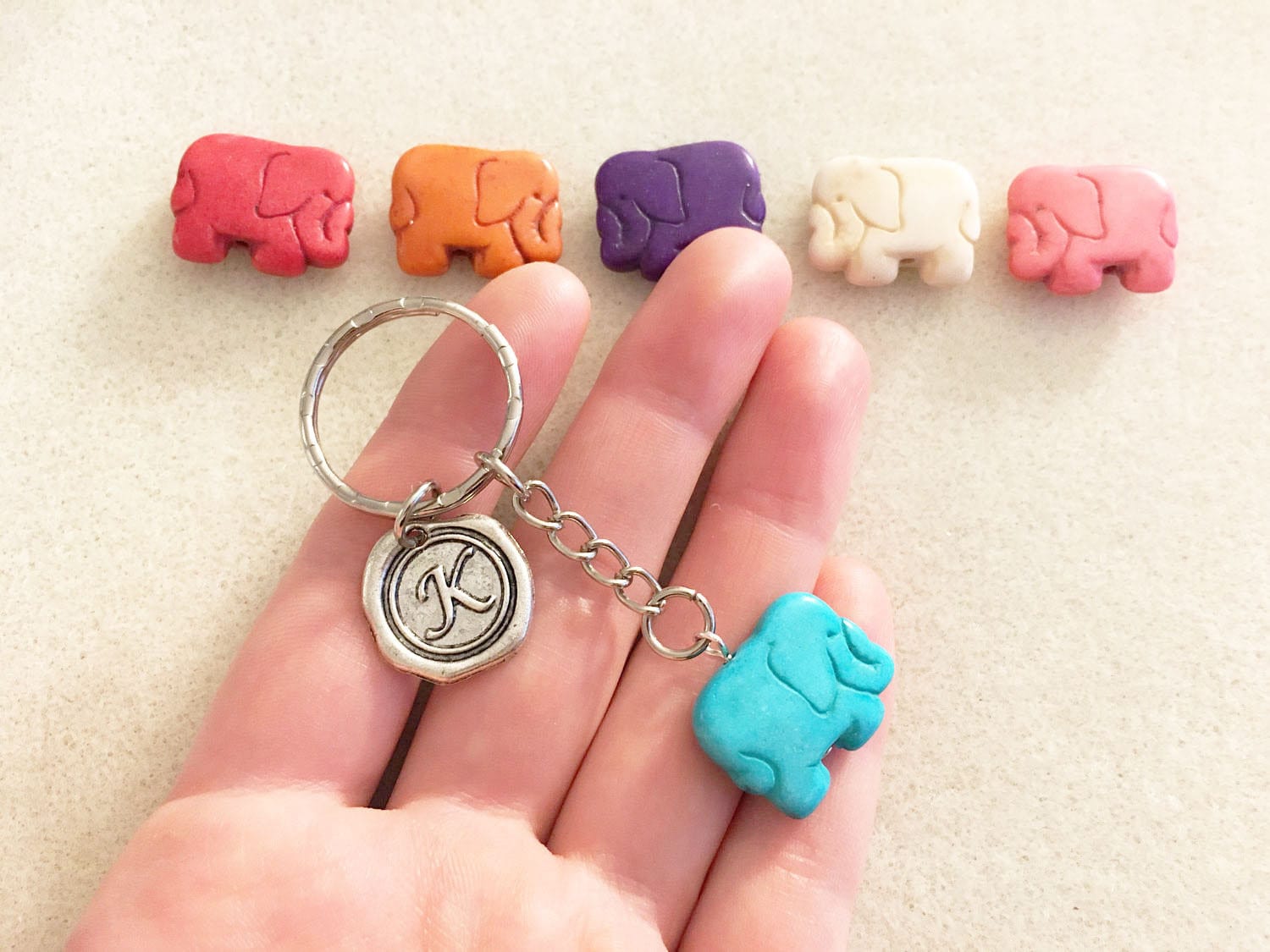 Personalized Elephant Keychain Turquoise Elephant Gifts | Etsy