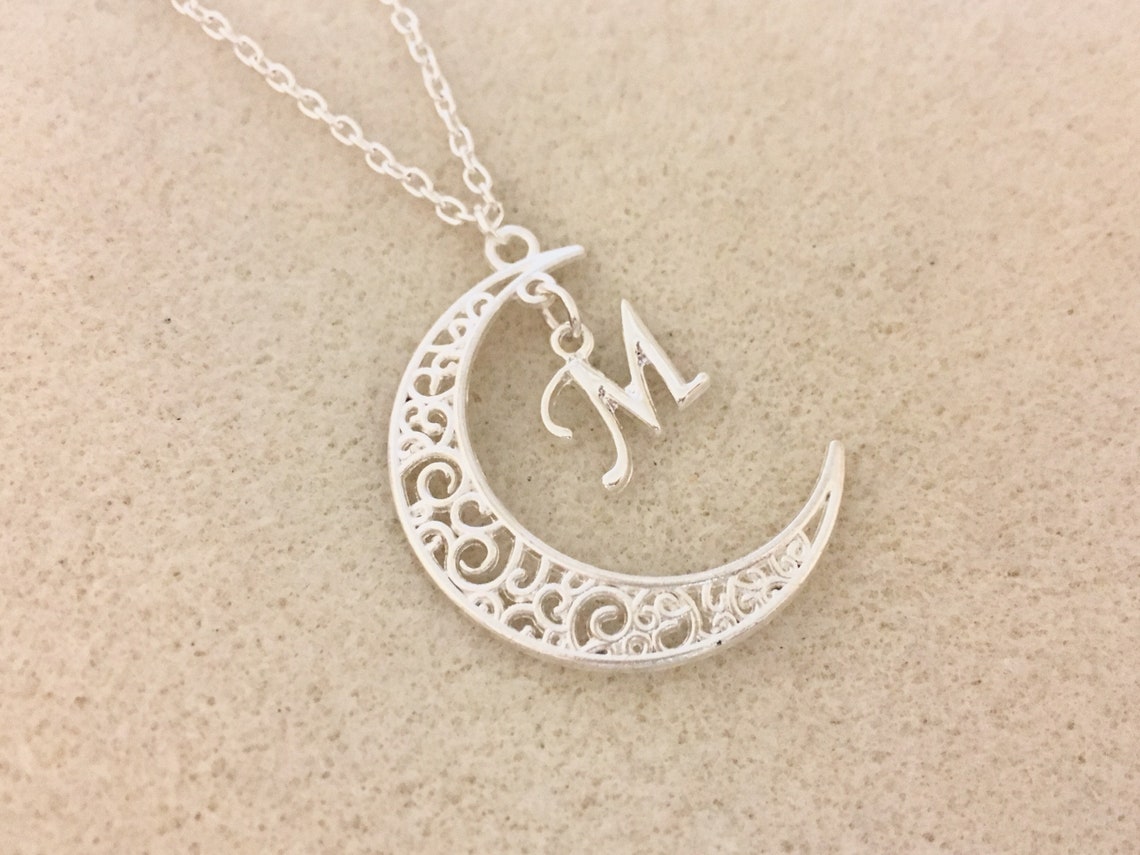 Half Moon Necklace With Snowflake Crescent Moon Necklace Dainty Moon ...