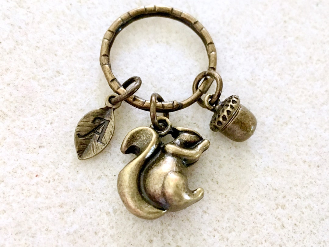 3D Squirrel Keychain With Leaf Letter Squirrel Gifts Squirrel Lover ...