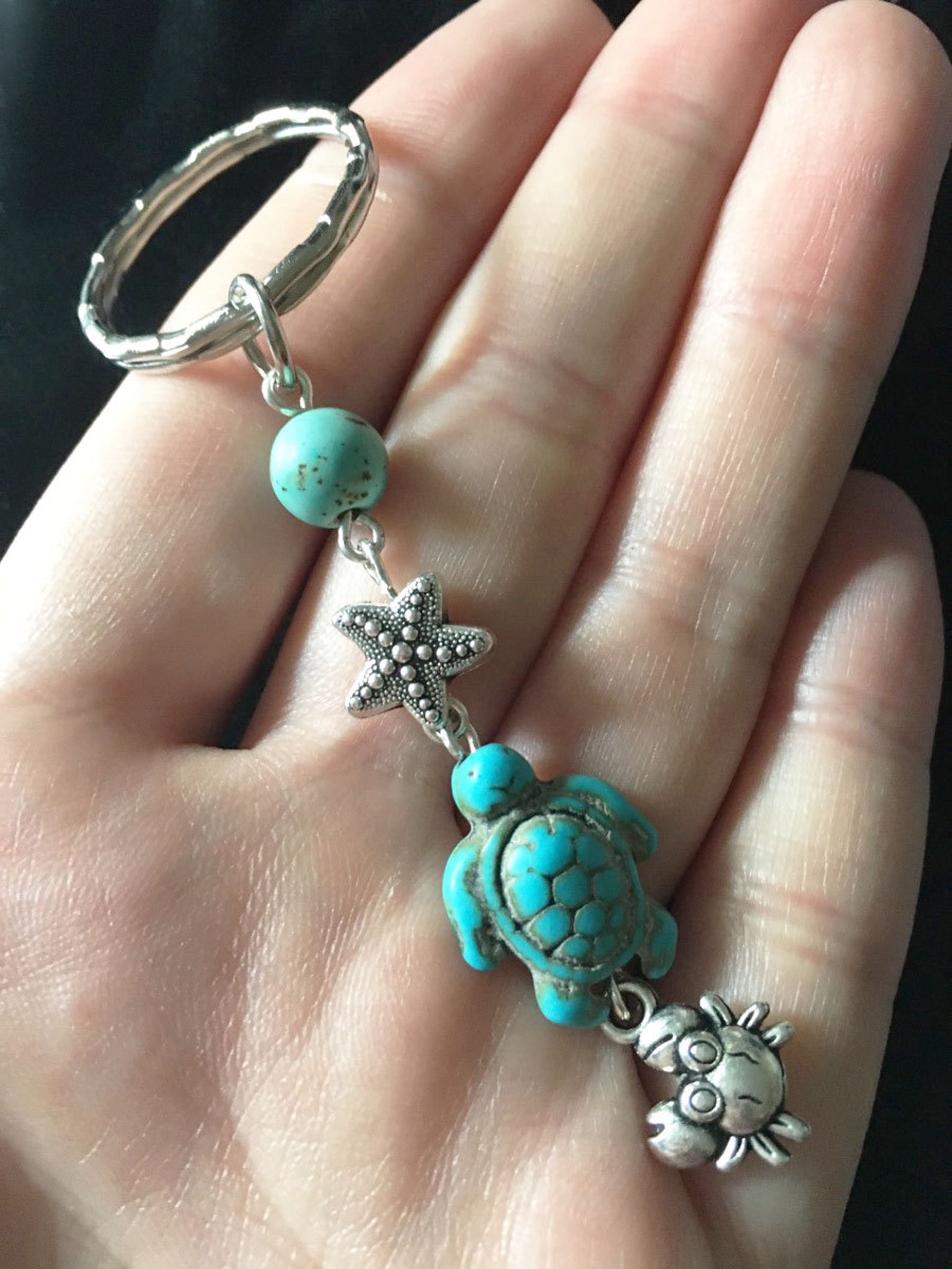 Turquoise Turtle Keychain Letter Turquoise Keychain Turquoise - Etsy