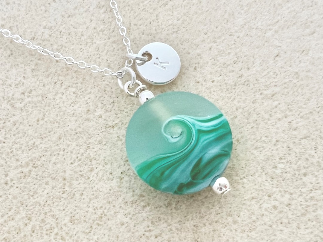 Green Ocean Necklace Beach Necklace Ocean Wave Necklace Sea Glass ...