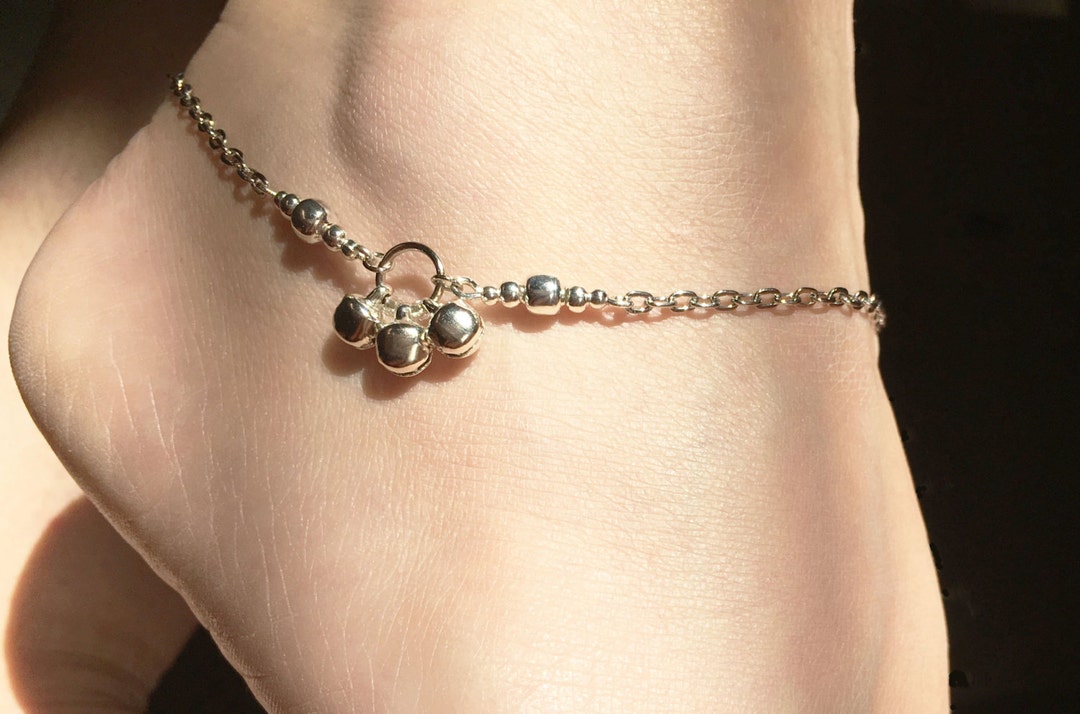 Silver Bells Anklet or Bracelet Jingle Bells Anklet Great Beach Anklets With Bells Simple ...