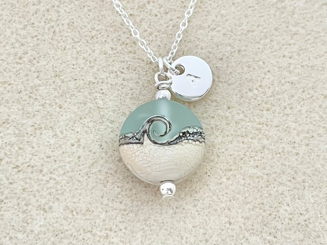 Small Wave Necklace Beach Necklace Ocean Wave Necklace Sea Glass ...