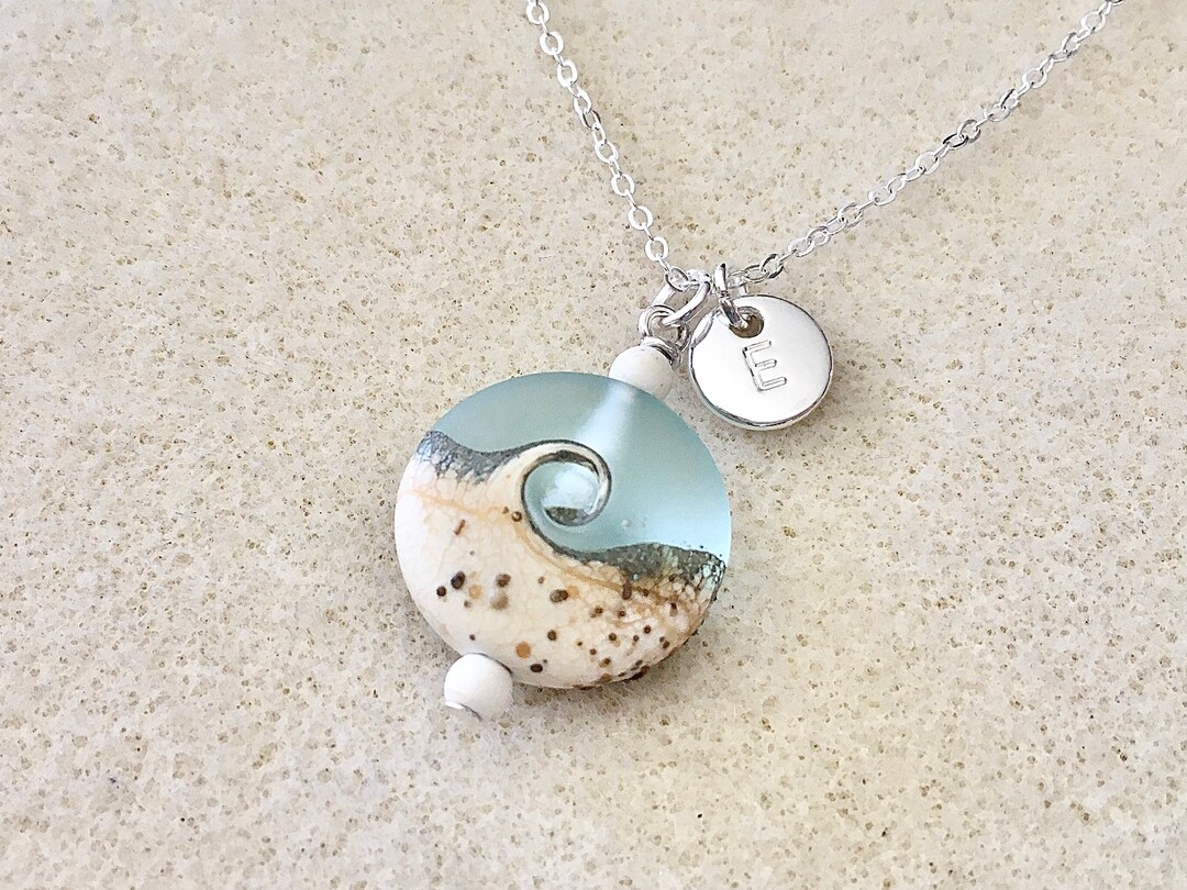 Bigger Aqua Necklace Beach Necklace Ocean Wave Necklace Sea Glass ...