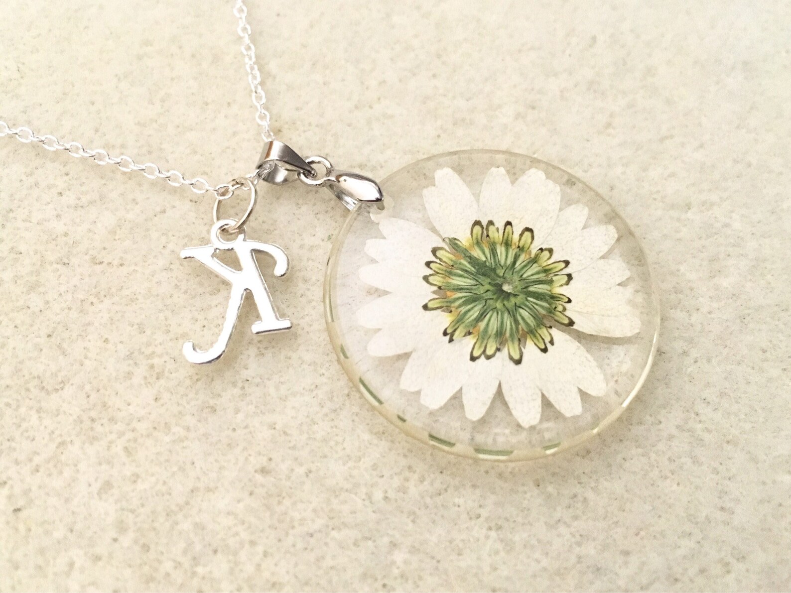 Personalized Dried Daisy Flower Necklace Flower Girl Gift Real | Etsy