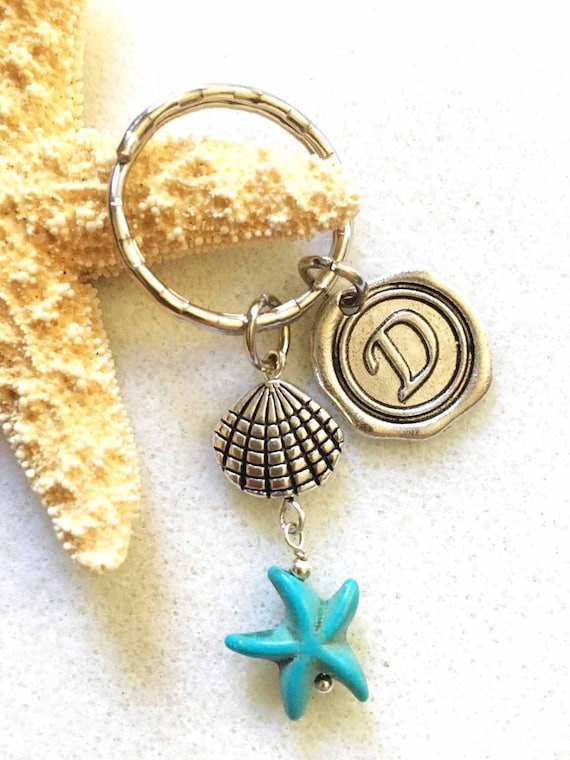 Turquoise Keychain Beach Keychain Beach Keyring Personalized | Etsy