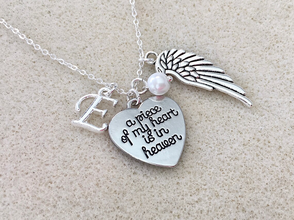 Memorial Necklace A Peace of My Heart is in Heaven Personalized ...