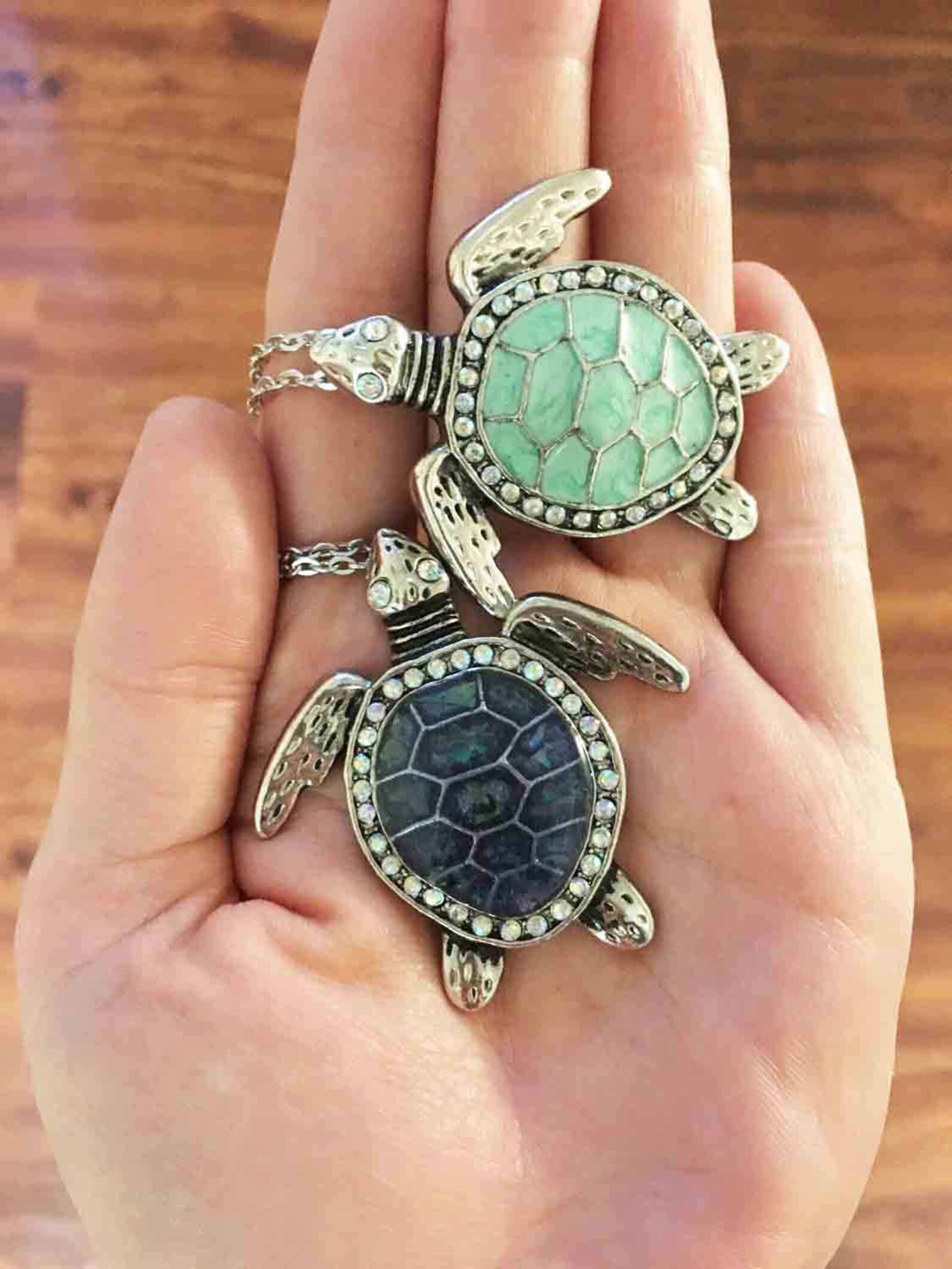 Ocean Jewelry Sea Turtle Necklace Silver Teal Necklace - Etsy