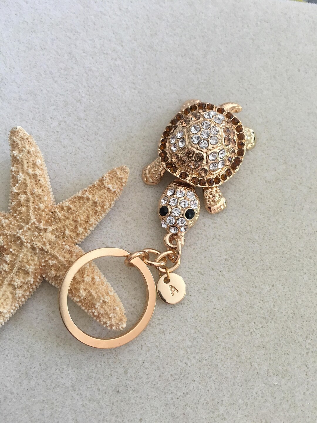 Personalized Sea Turtle Keychain Personalized Gift for Her Initial ...