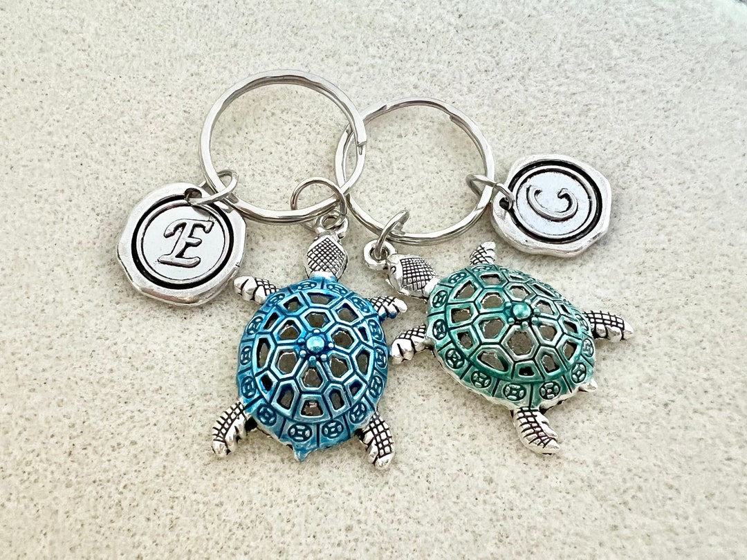 Blue Sea Turtle Keychain Sea Turtle Gifts Sea Turtle Key Chain Beach ...