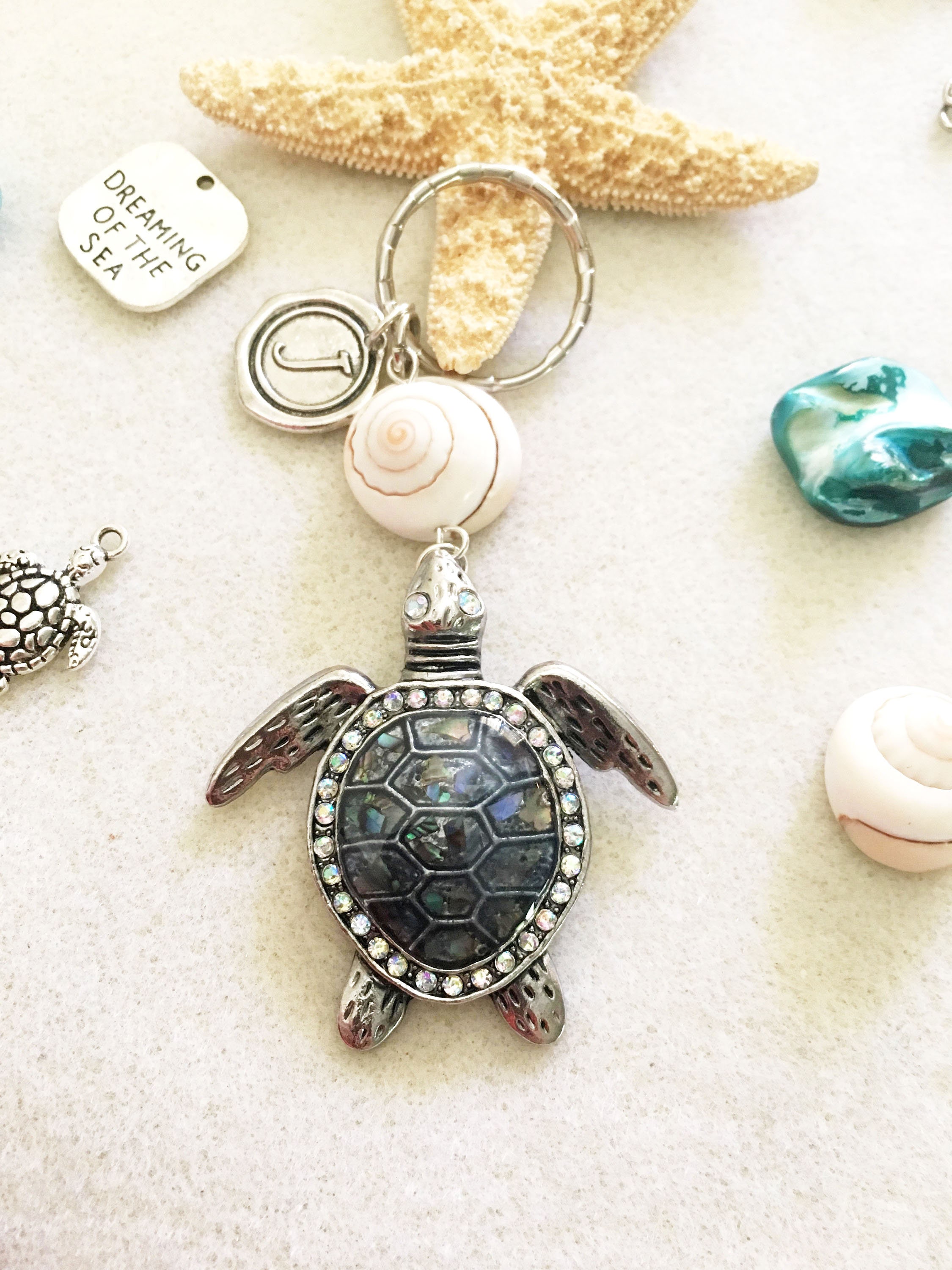 Personalized Sea Turtle Keychain Beach Gifts Sea Jewelry Beach Lovers ...