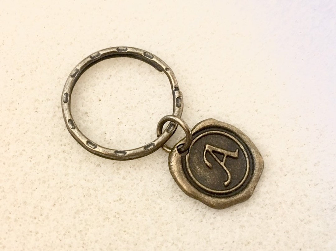 Initial Keychain Bronze Keychain Bronze Anniversary Gift for Men Bronze ...