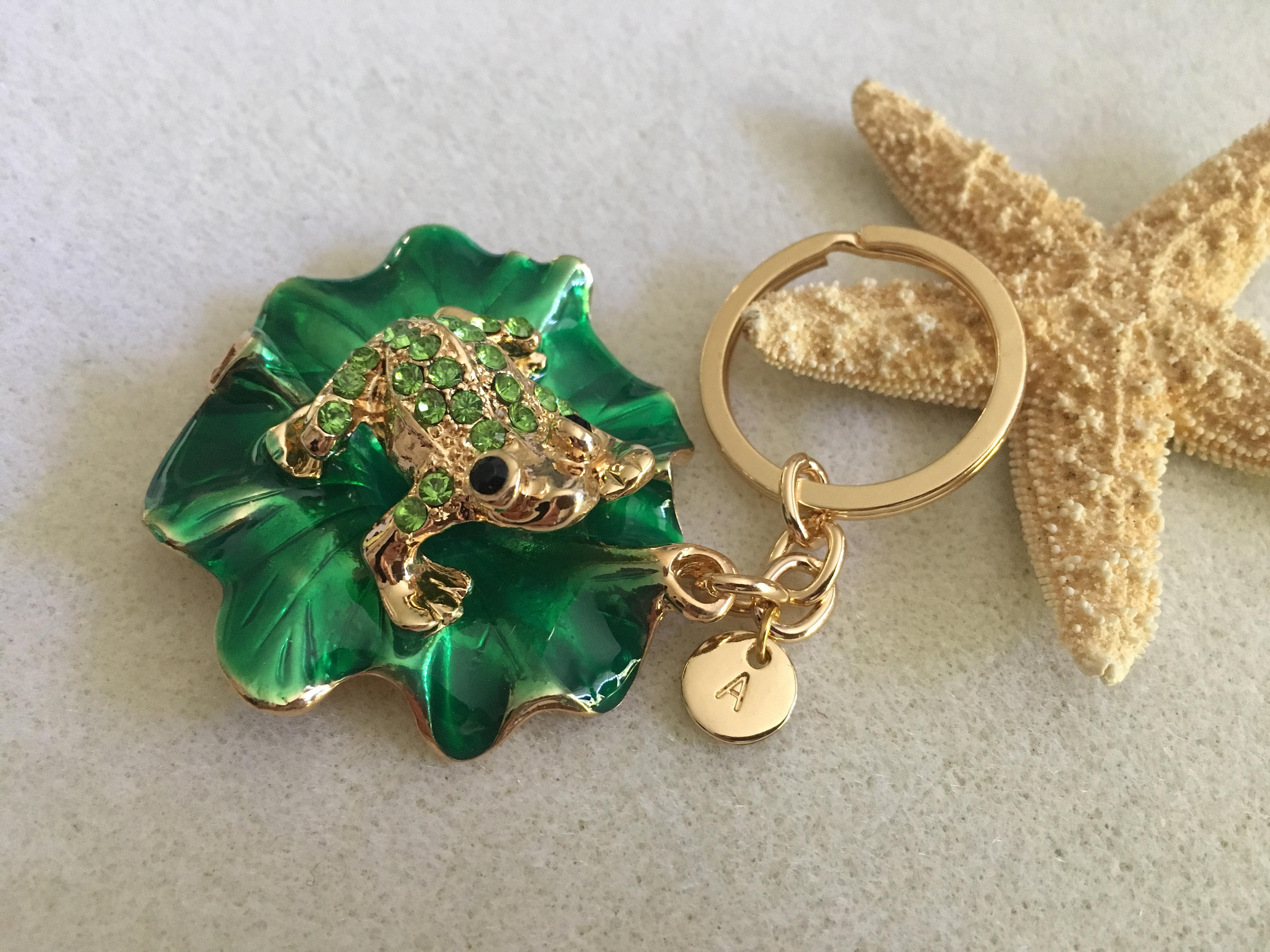 Frog Keychain Frog Key Ring Personalized Key Ring Initial - Etsy Canada