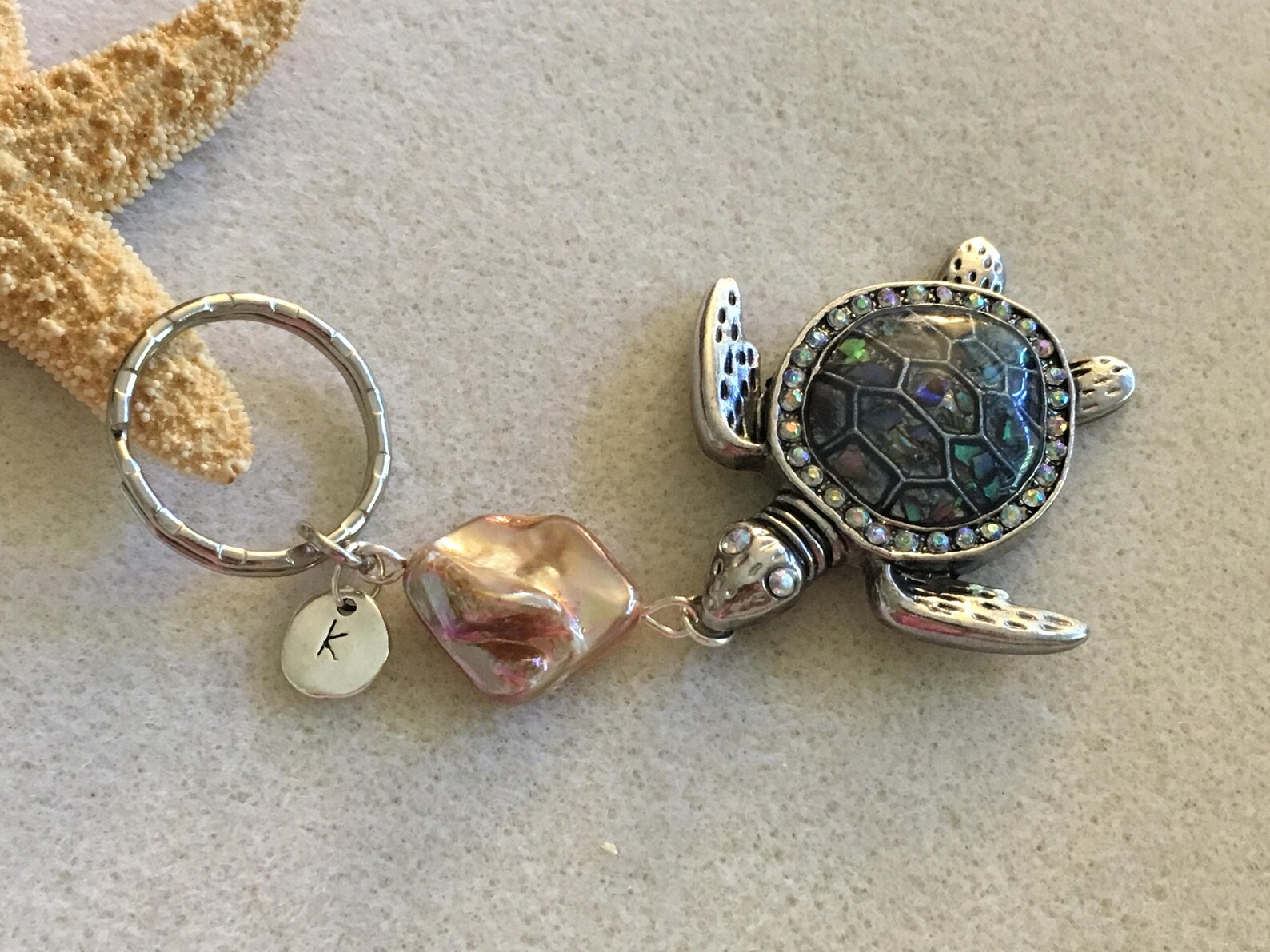 SALE!!! Sea Turtle Keychain Turquoise Jewelry Personalized Gift Initial ...