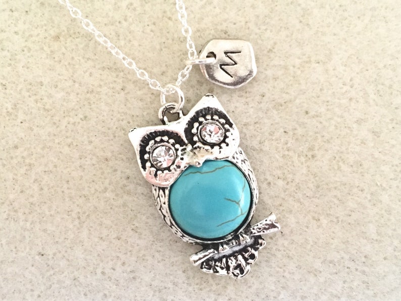Personalized Turquoise Owl Necklace Unique Owl Gifts Owl - Etsy