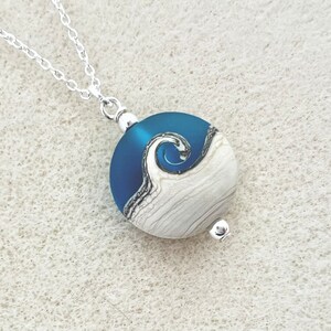 Dark Blue Ocean Wave Necklace Beach Necklace Ocean Wave Necklace Sea ...