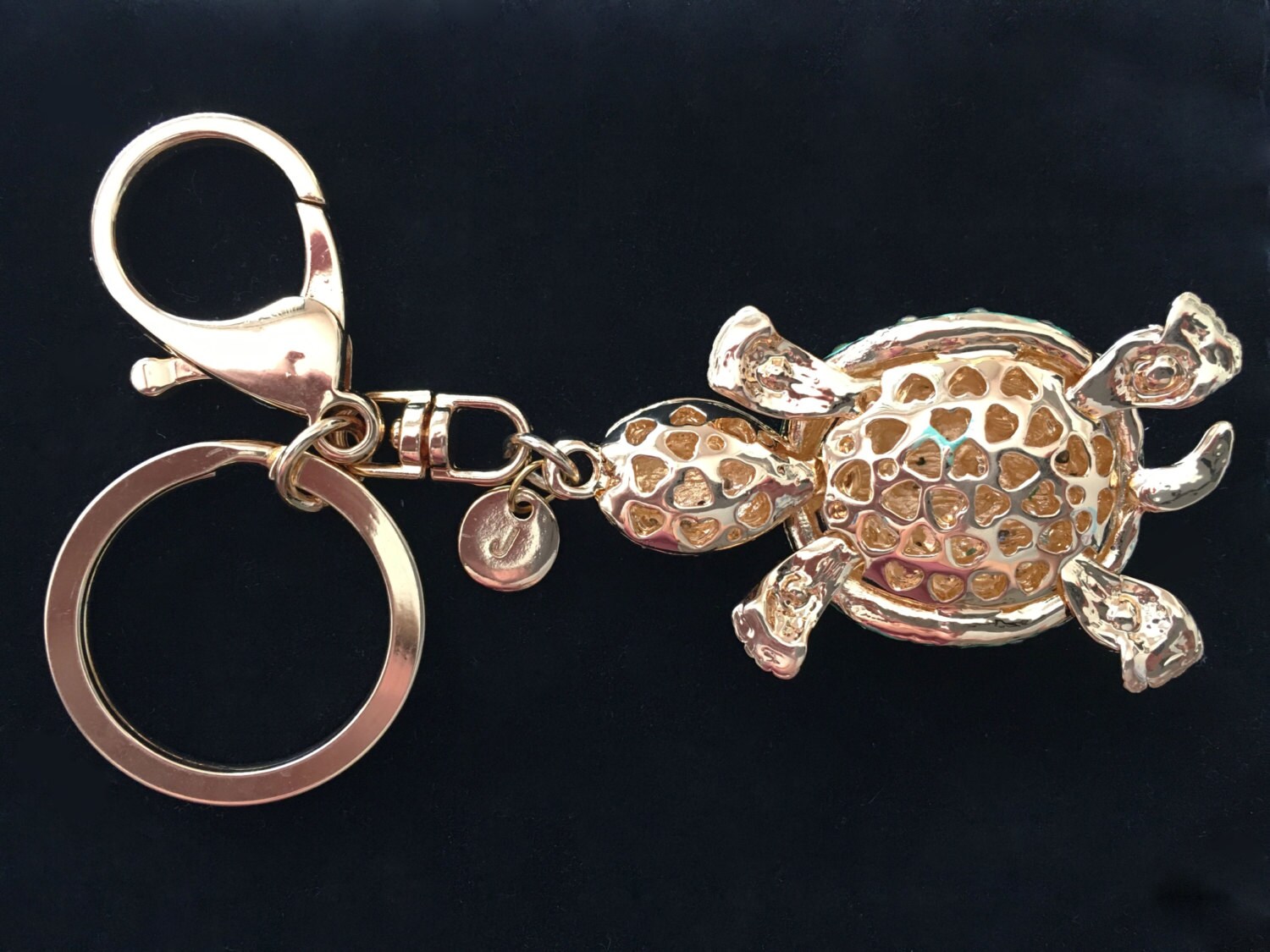 Green Sea Turtle Keychain Sea Turtle Jewelry Rhinestone Gold | Etsy