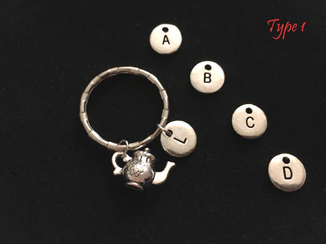 3D Teapot Keychain With Letter Tea Party Favors Personalized Keychain ...