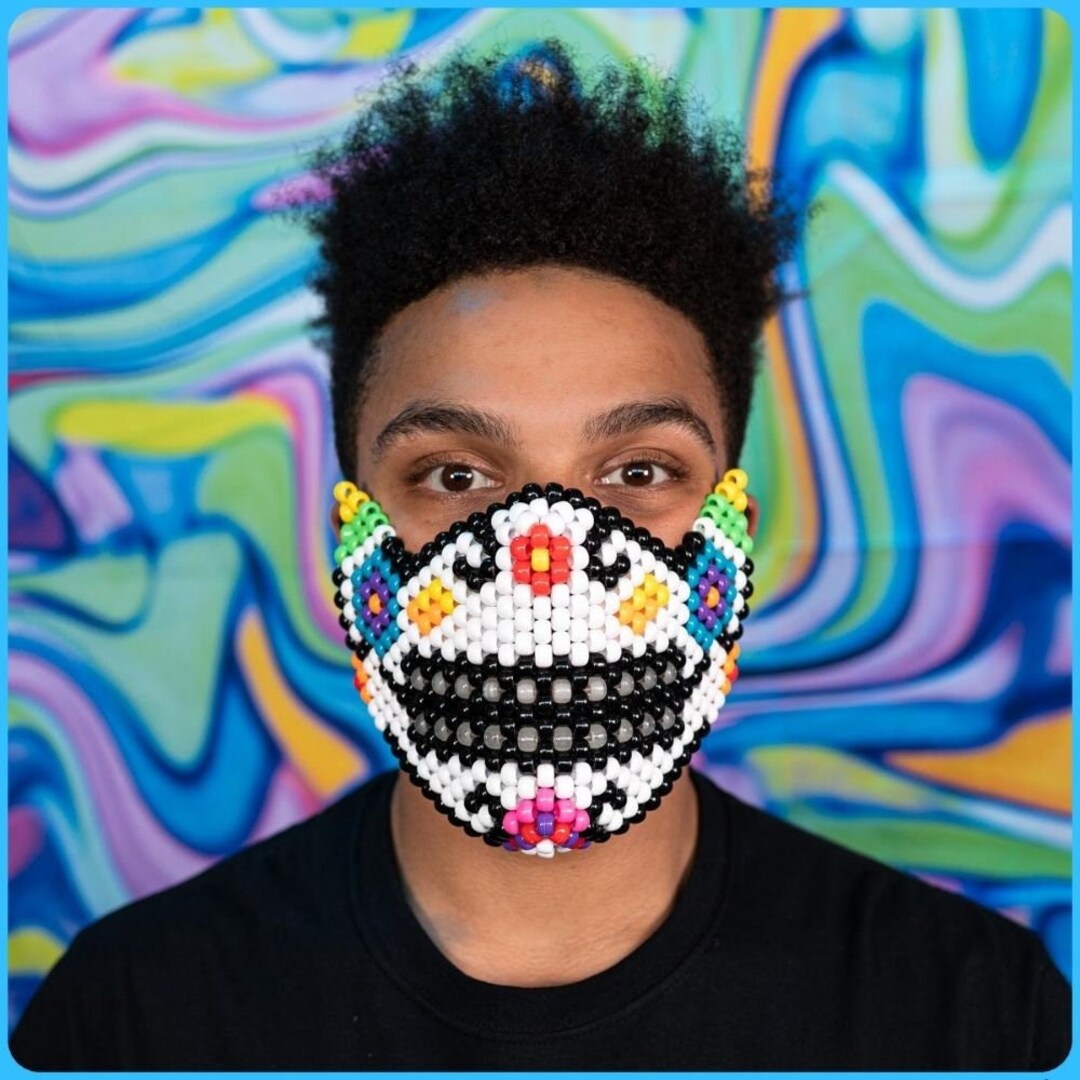 Cinco De Mayo Full Face Kandi Mask, Beaded Face Mask, Handmade EDM ...