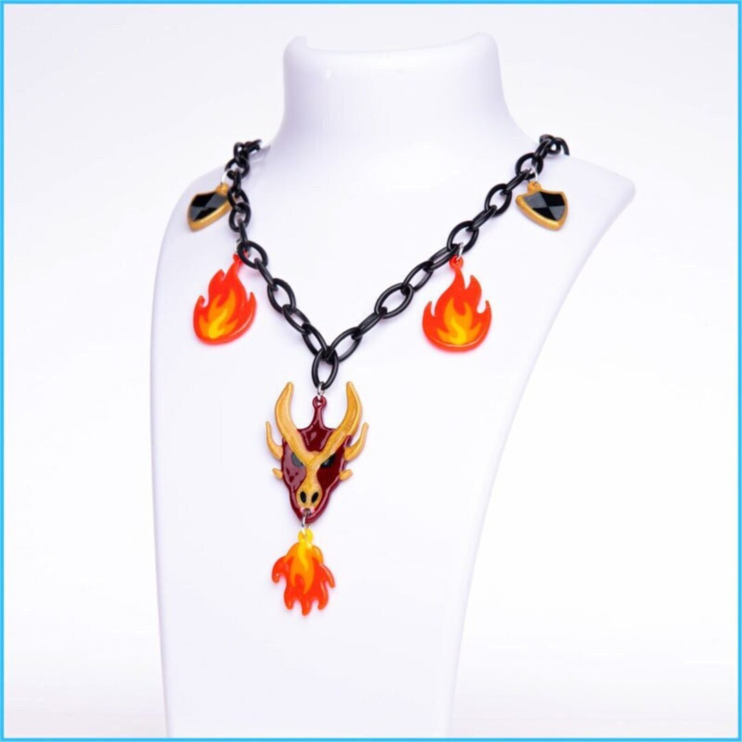 Flaming Dragon Necklace Custom Festival Jewelry Kandi Pendant Necklace ...
