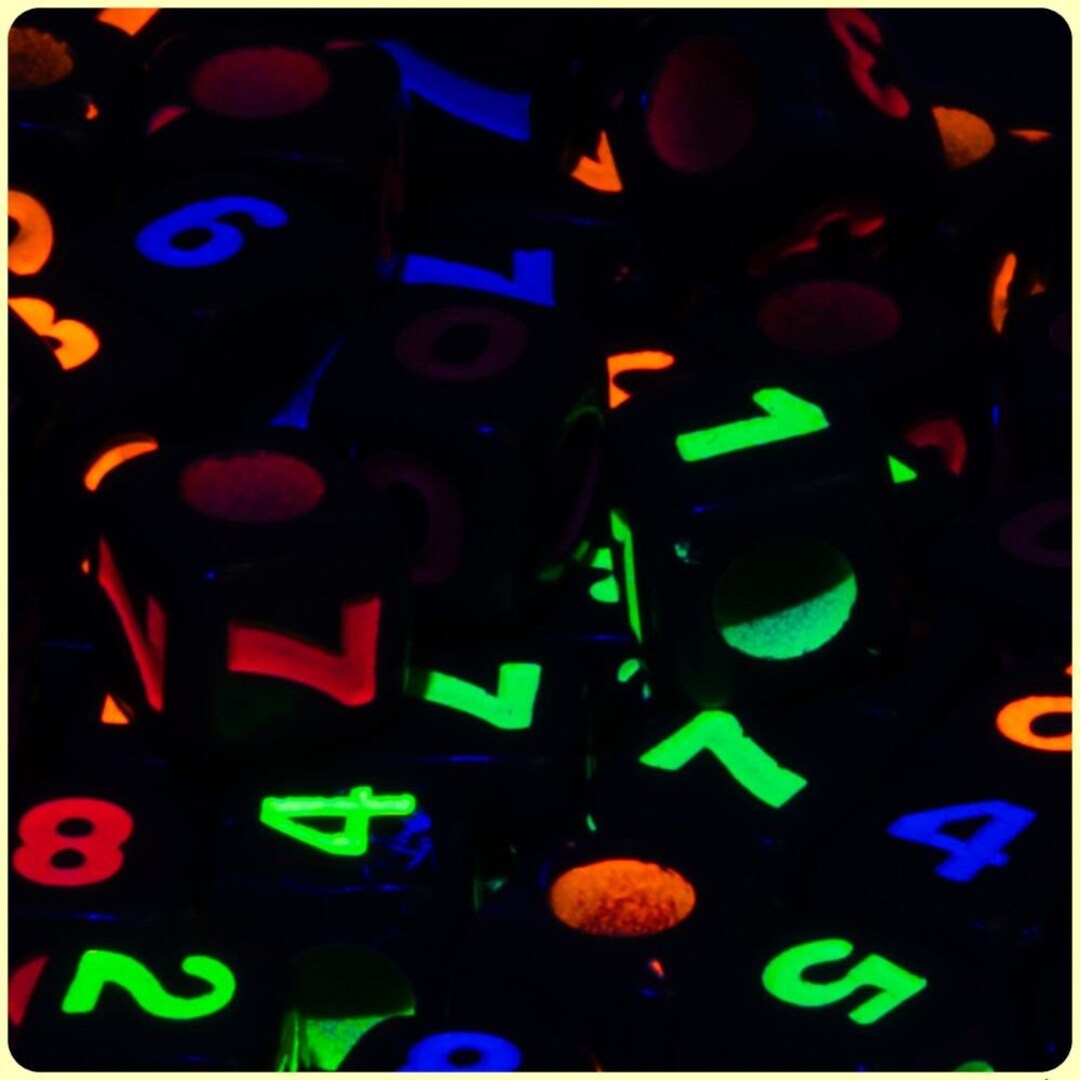 Black Electric Fluorescent UV Reactive Number Beads - 100 Beads/pack - Etsy