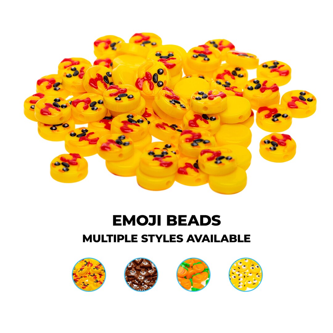 Emoji Collection Care, Poop, Rolling Eyes, Peach Plastic Beads Good for ...