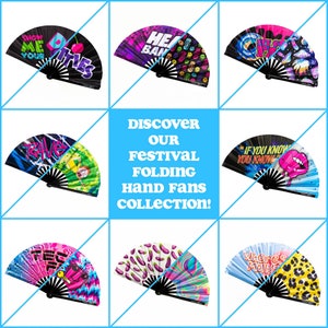 Techno - UV Reactive Custom Festival Folding Hand Fan - Large Bamboo ...