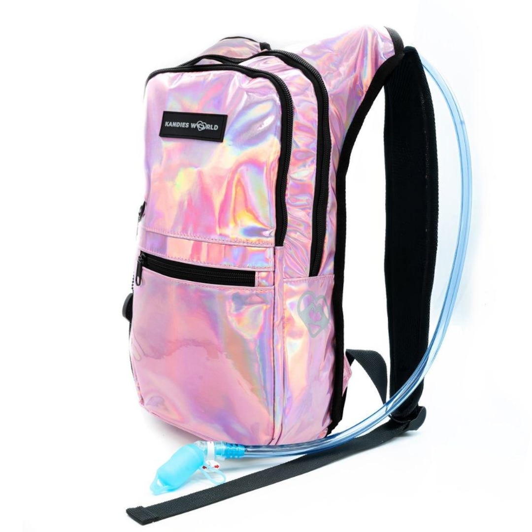 Pink Holographic Hydration Pack – Rave Backpack Gear– EDM Water Pack ...