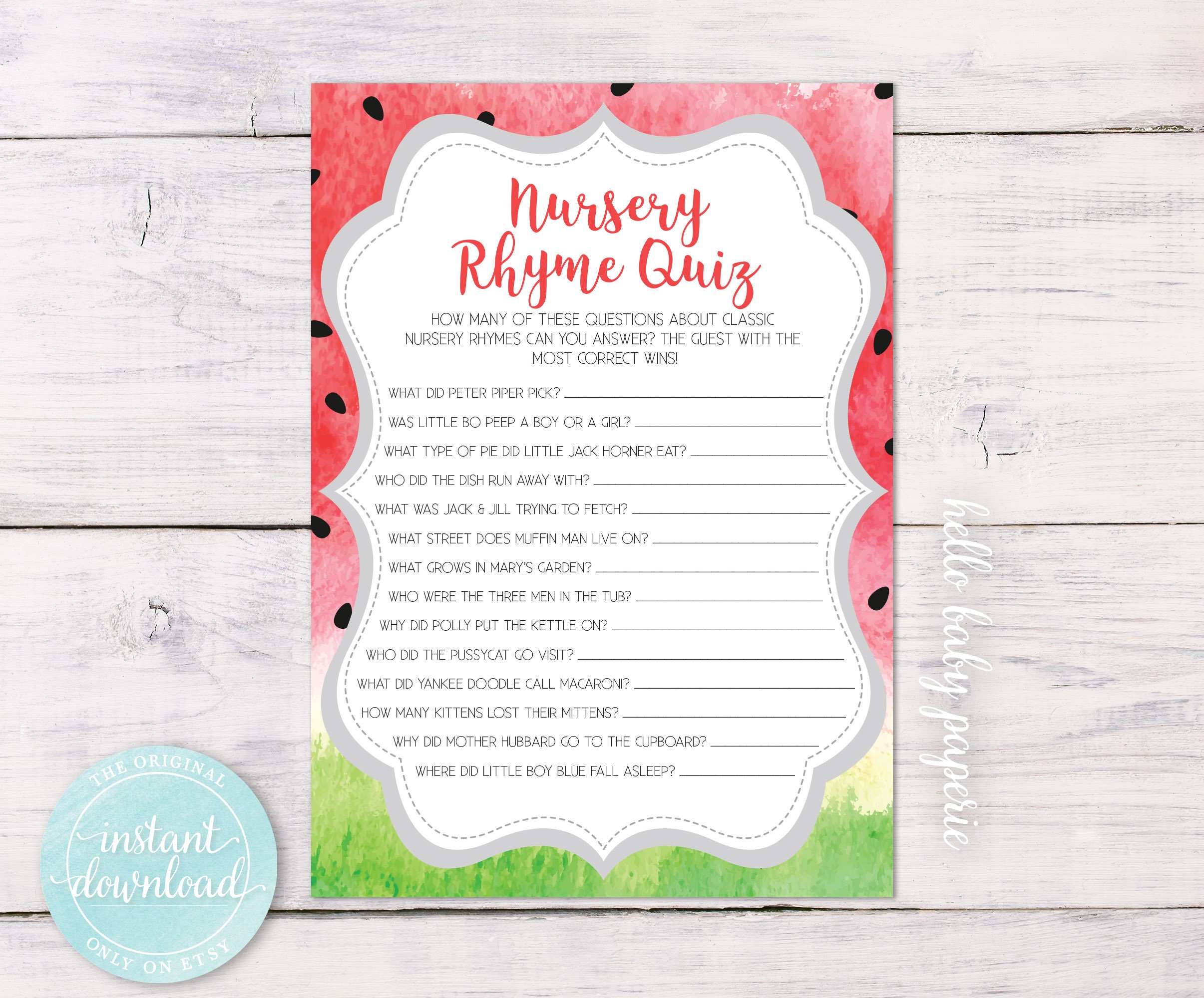 Guess The Nursery Rhyme Game