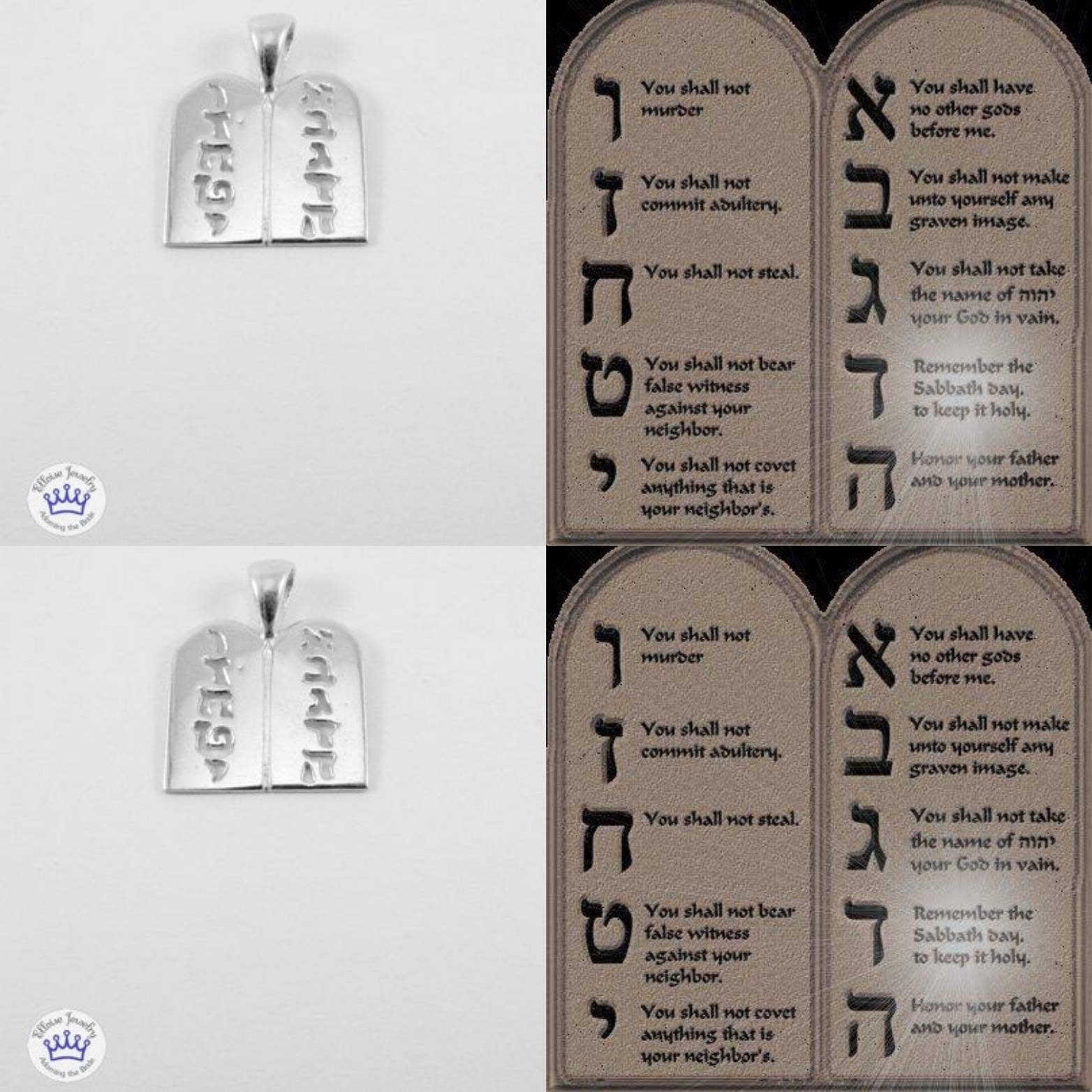 Sterling Silver Ten Commandments Pendant - Etsy