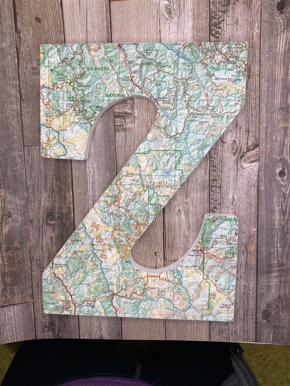 Z California Map Decorated Wooden Letter Z Recycled Map Book - Etsy