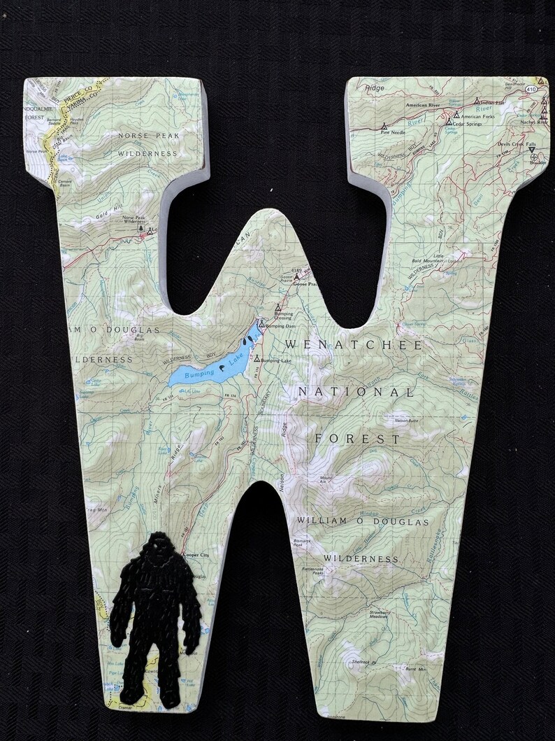 W, Wood Letter W Washington Map Theme, Wall Decor, Travel Theme Decor ...